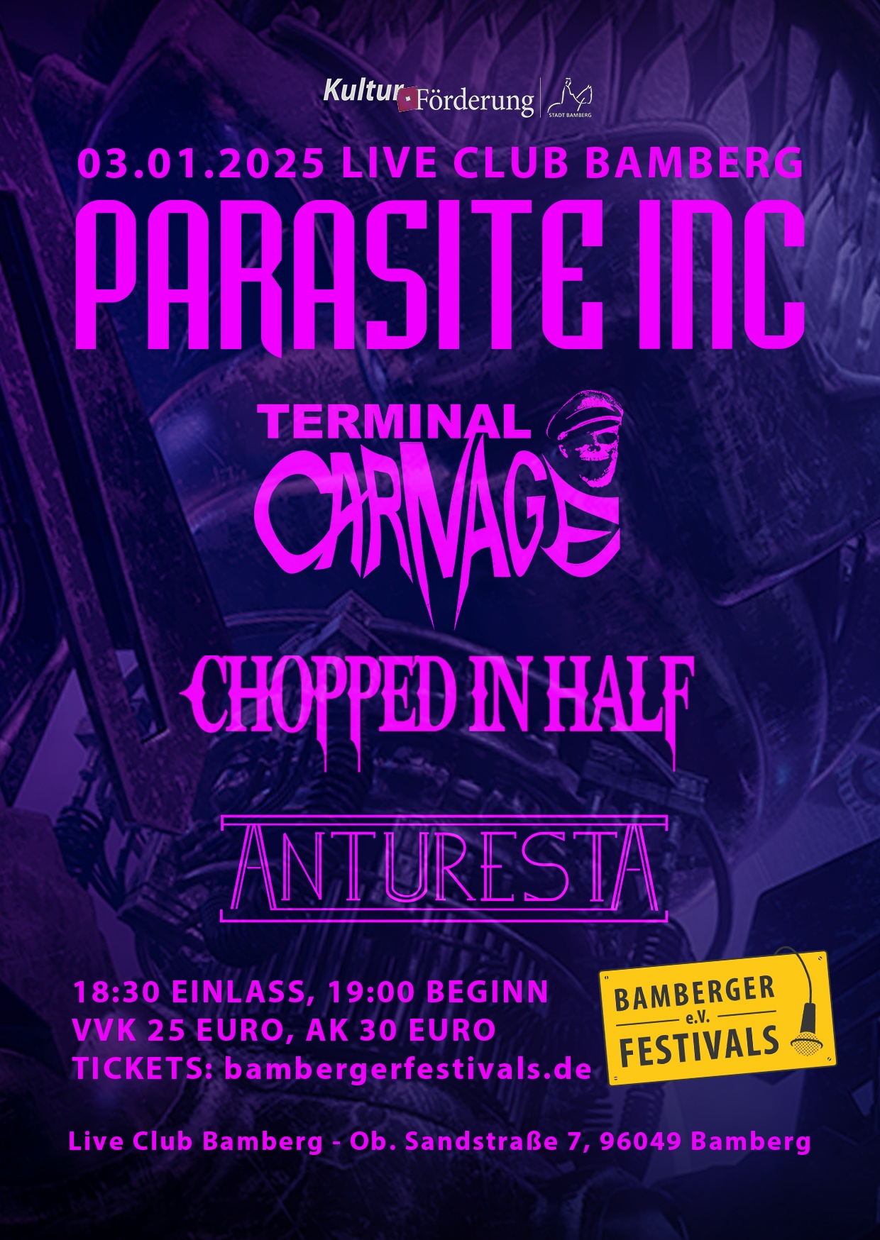 PARASITE INC. + TERMINAL CARNAGE + CHOPPED IN HALF + ANTURESTA ...